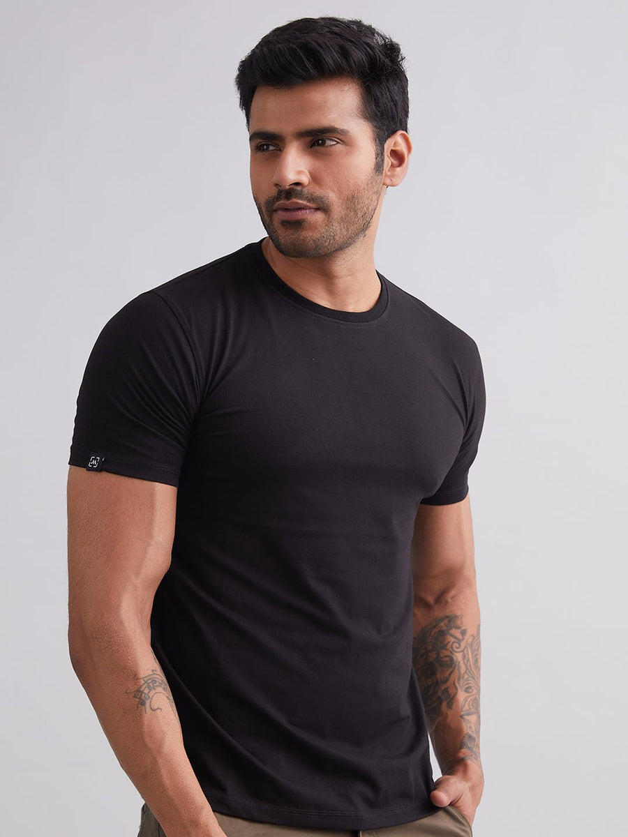 Black Element Cotton Lycra Half Sleeves T-Shirt – MountMiller