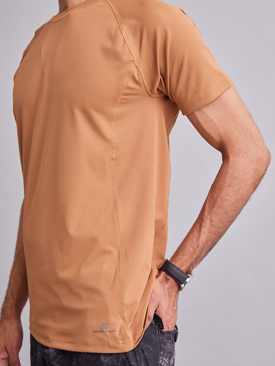 Khaki Signature Panel Half Sleeves T-Shirt | MountMiller®